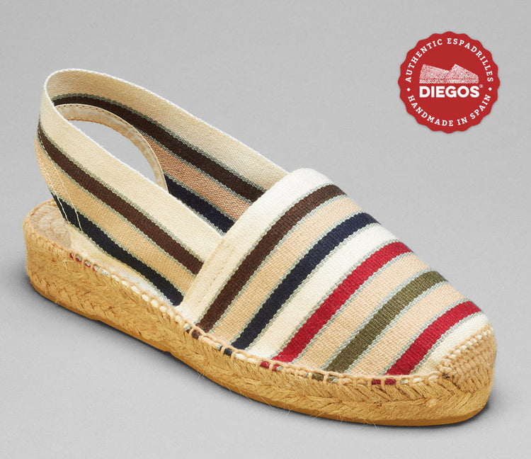 Striped low wedge heel espadrilles for women | Handcrafted in Spain ...